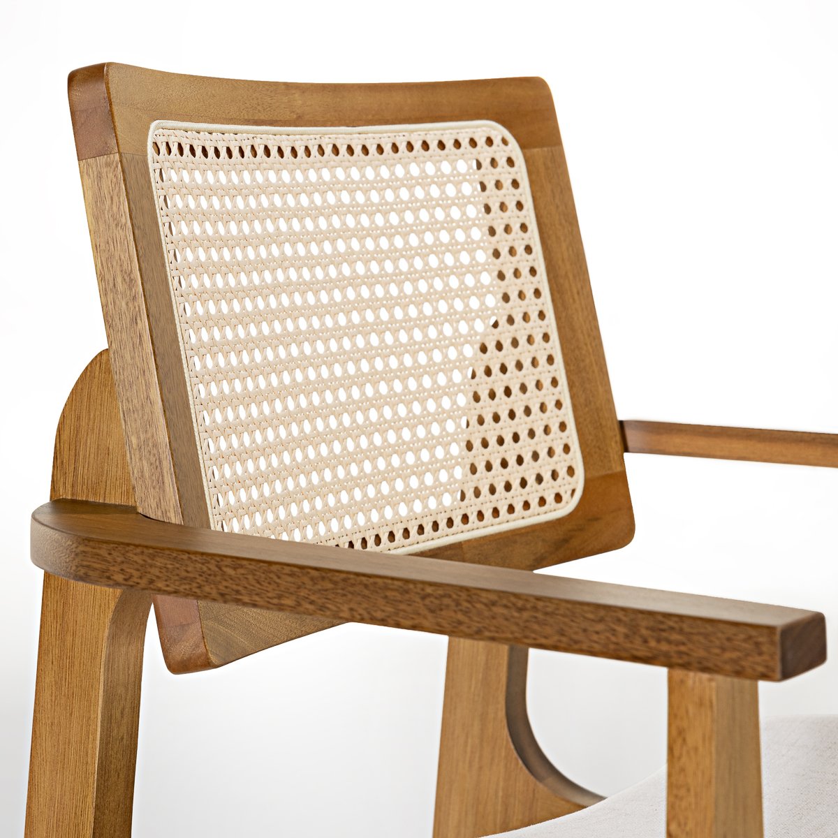 Cadeira com Braço Vegas de Madeira Maciça com Telinha Natural Sextavada ...